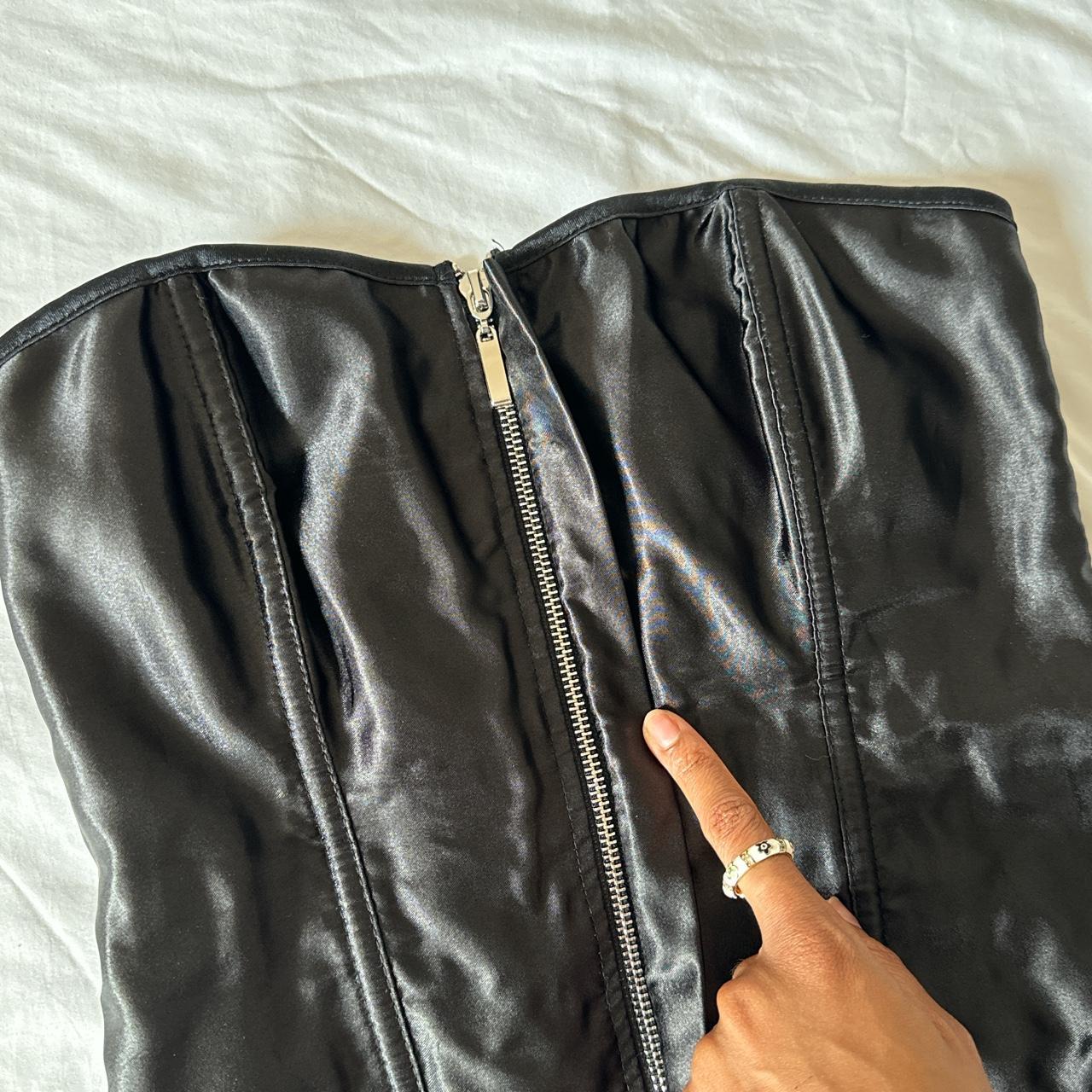 Chic satin black corset. Ribbon adjustable back.... - Depop