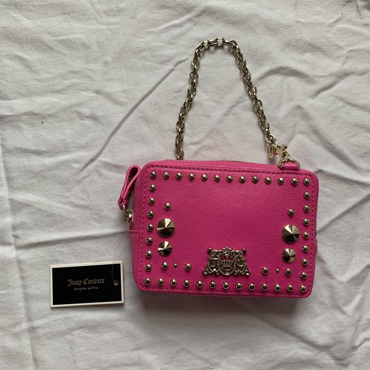 juicy couture hot pink leather wristlet mini bag... - Depop