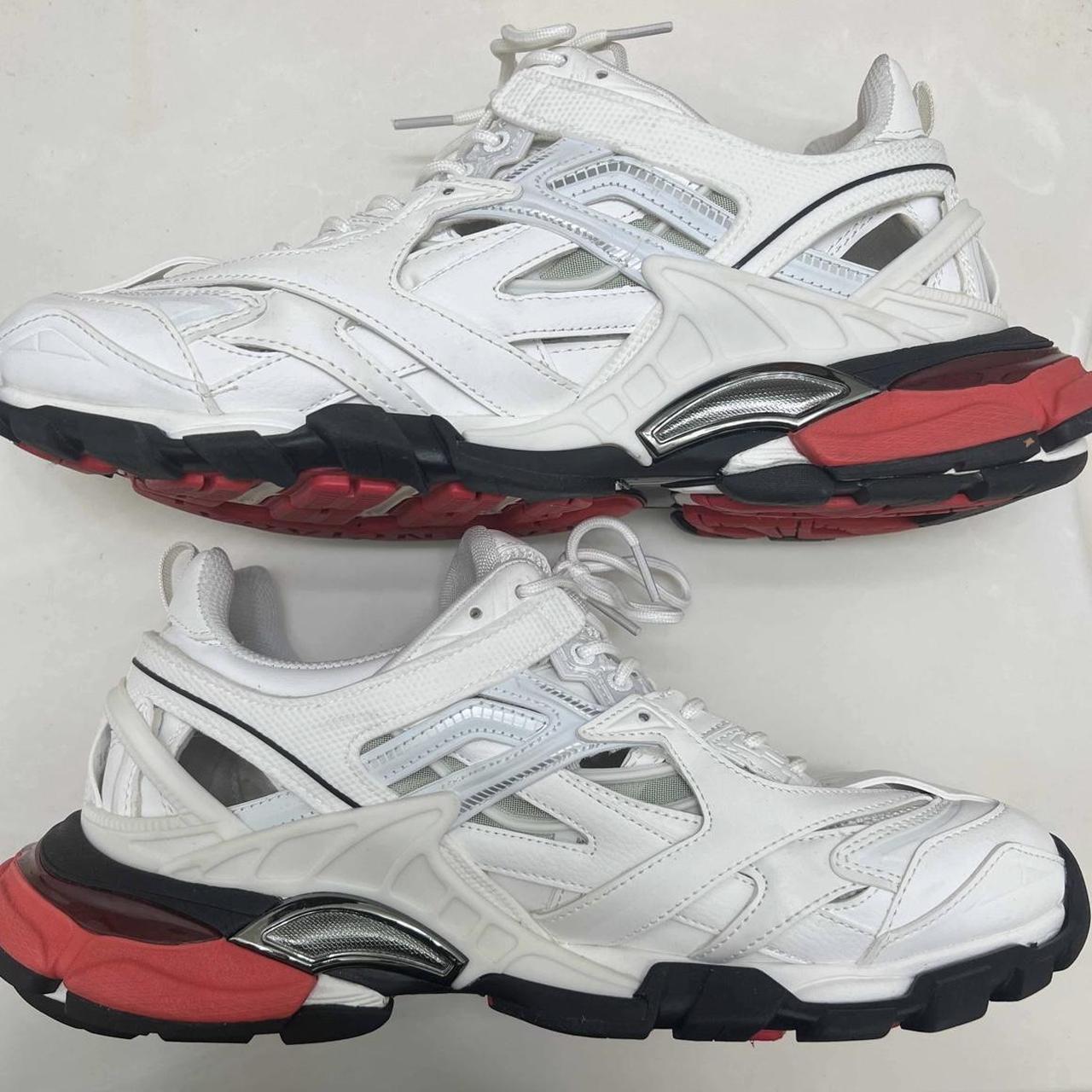 Balenciaga Track 2 white red Size 13. Small scuff... - Depop