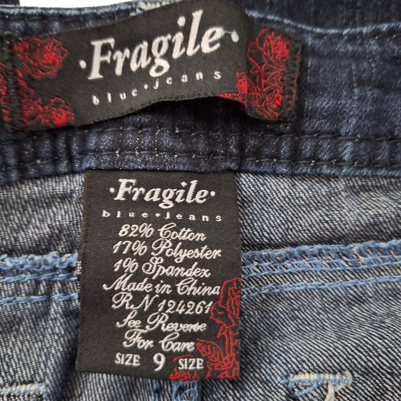 Fragile Women's Slim Leg Jeans Size 9 Dark Wash... - Depop