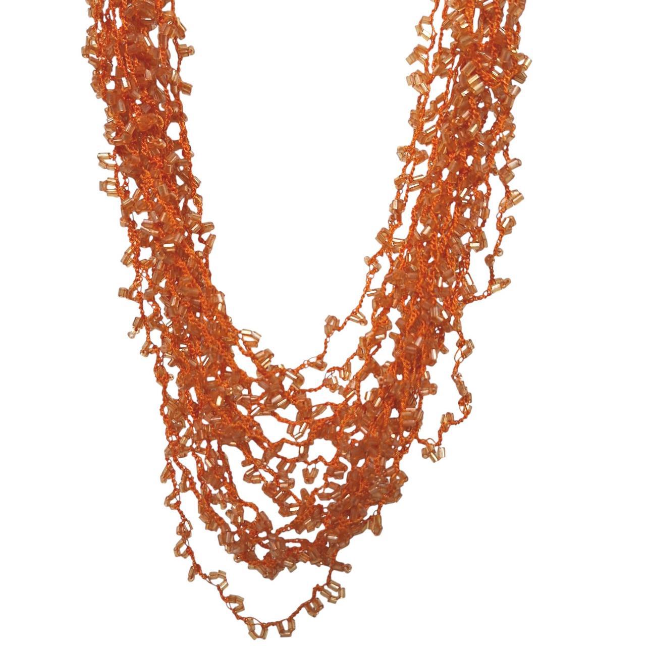 Colorful Orange Plastic Beaded Fun Tiki Torsade... | Depop