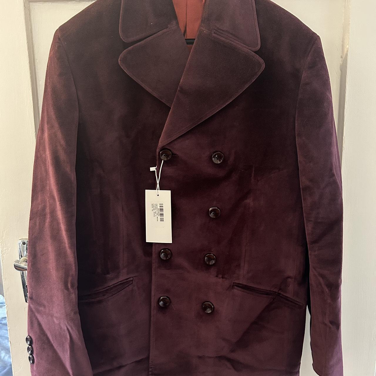 Burgundy velvet mod / dandy jacket , brand new ,... - Depop