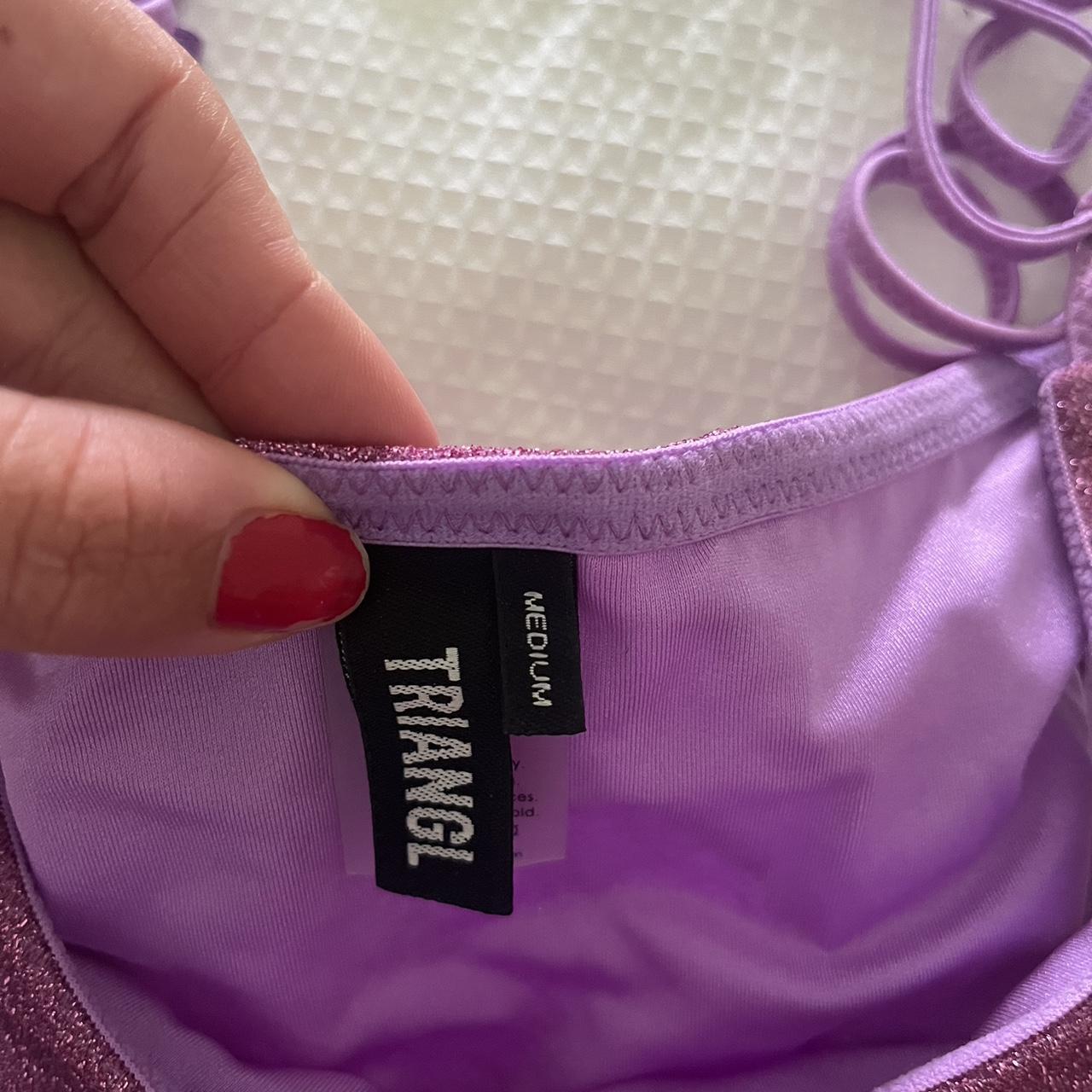 Triangle sparkle, purple bikini Top: extra... - Depop