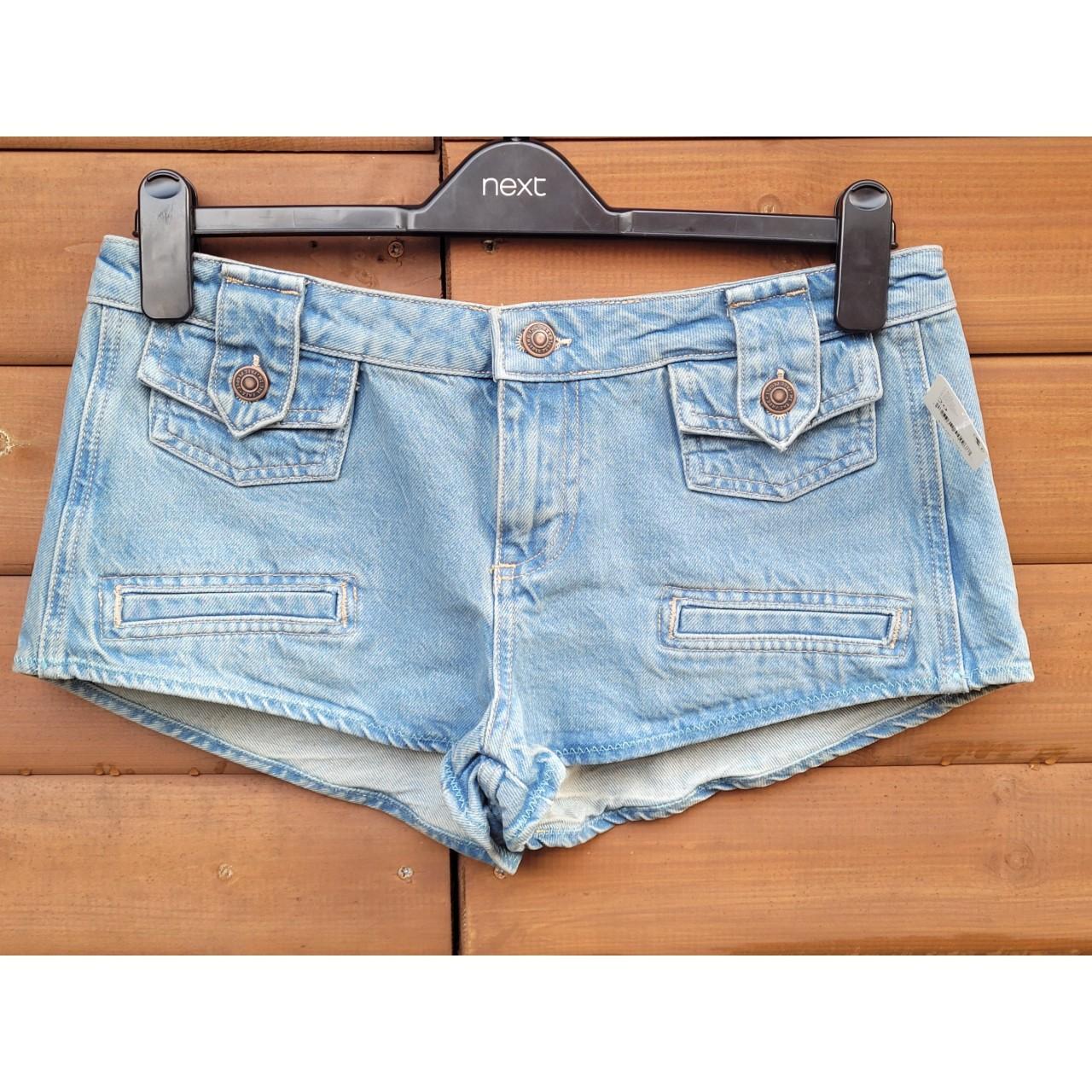 Free People Laguna Micro Denim Shorts In Blue Size... - Depop