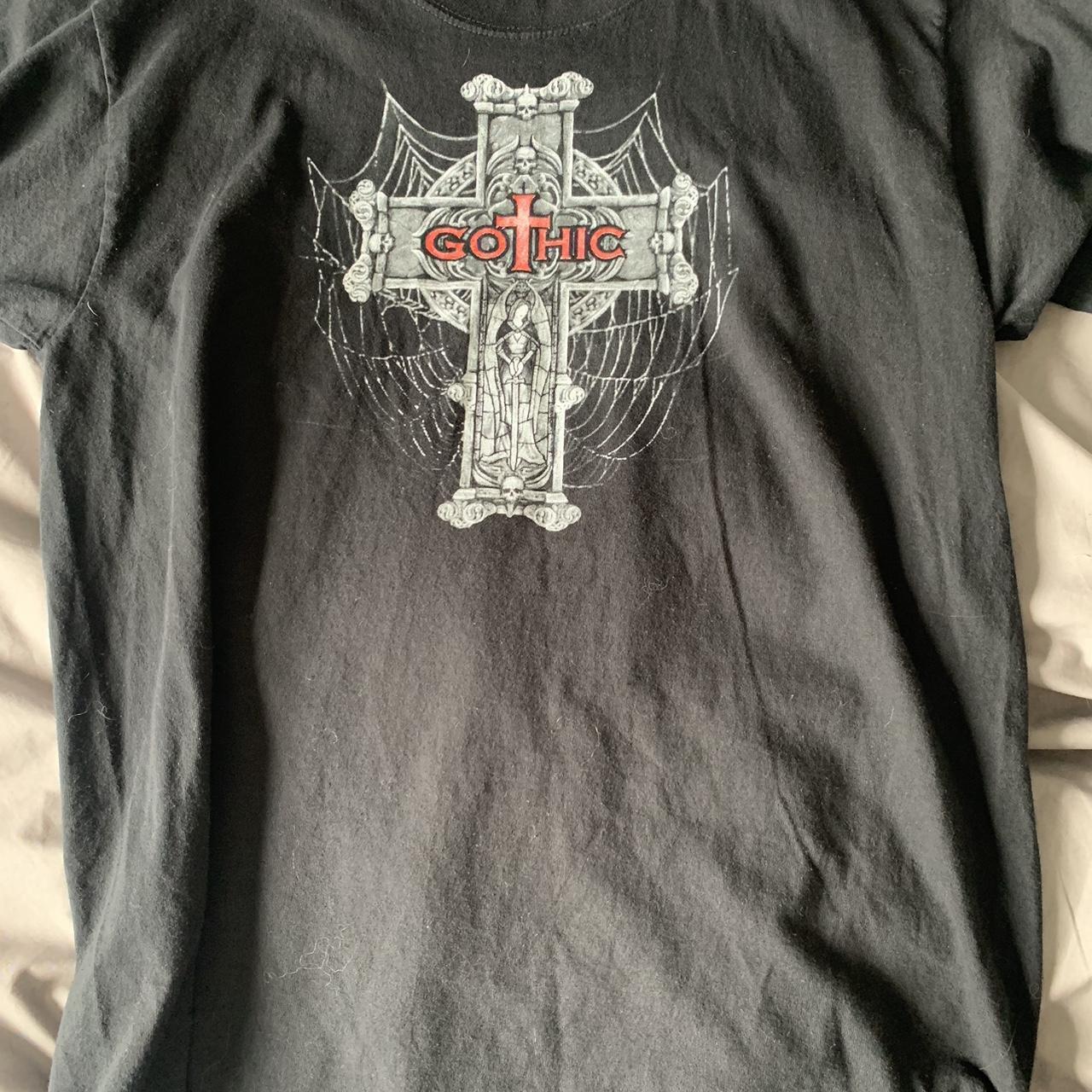 Y2k Gothic cross tee #goth #y2k #emo #sematary - Depop