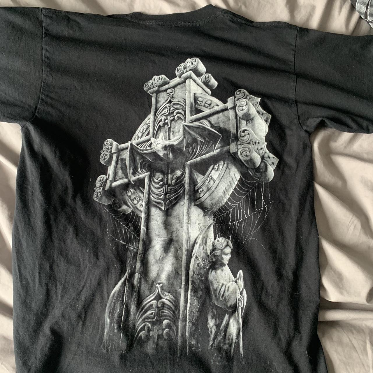 Y2k Gothic cross tee #goth #y2k #emo #sematary - Depop