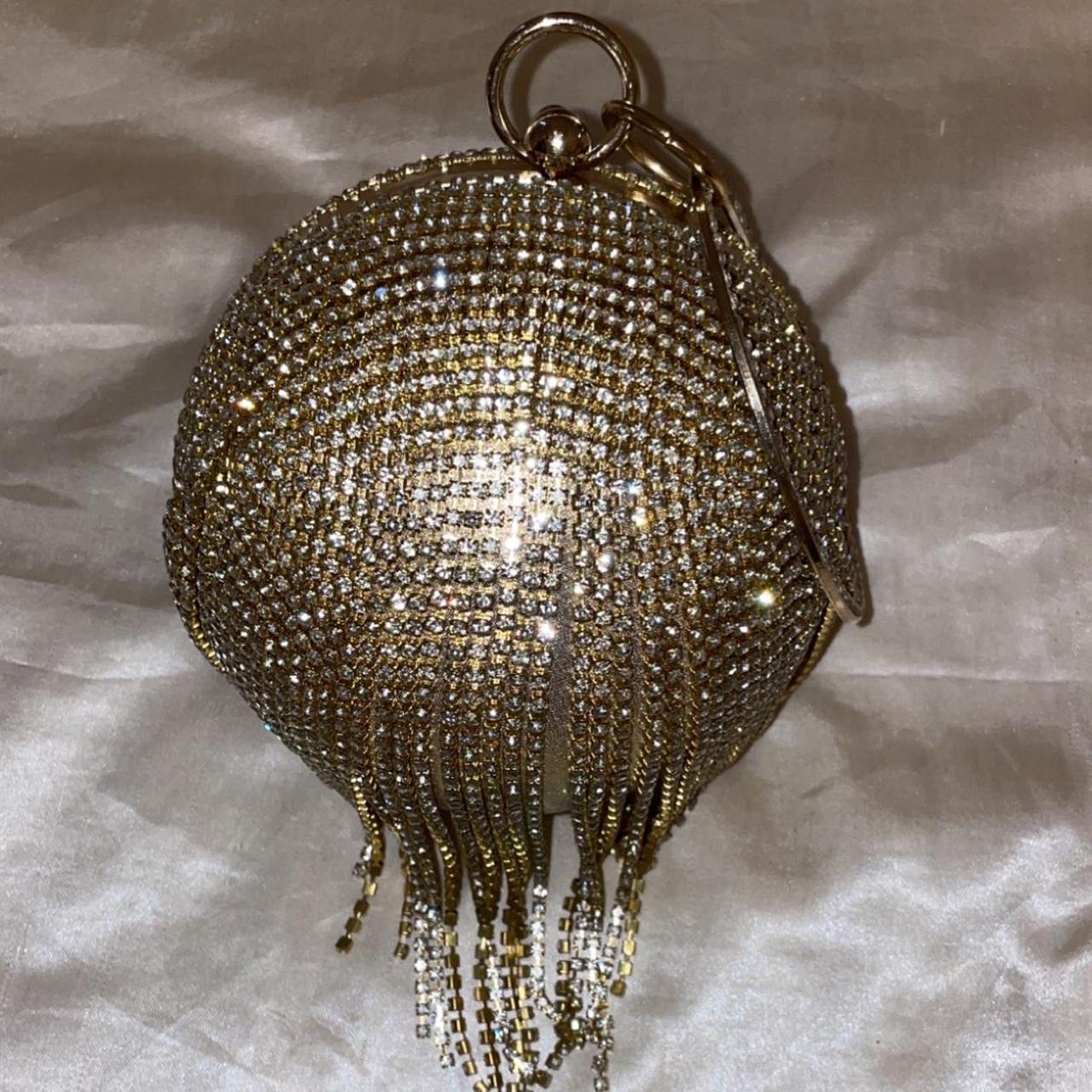 GOLD DIAMANTE SPHERE BAG - Depop