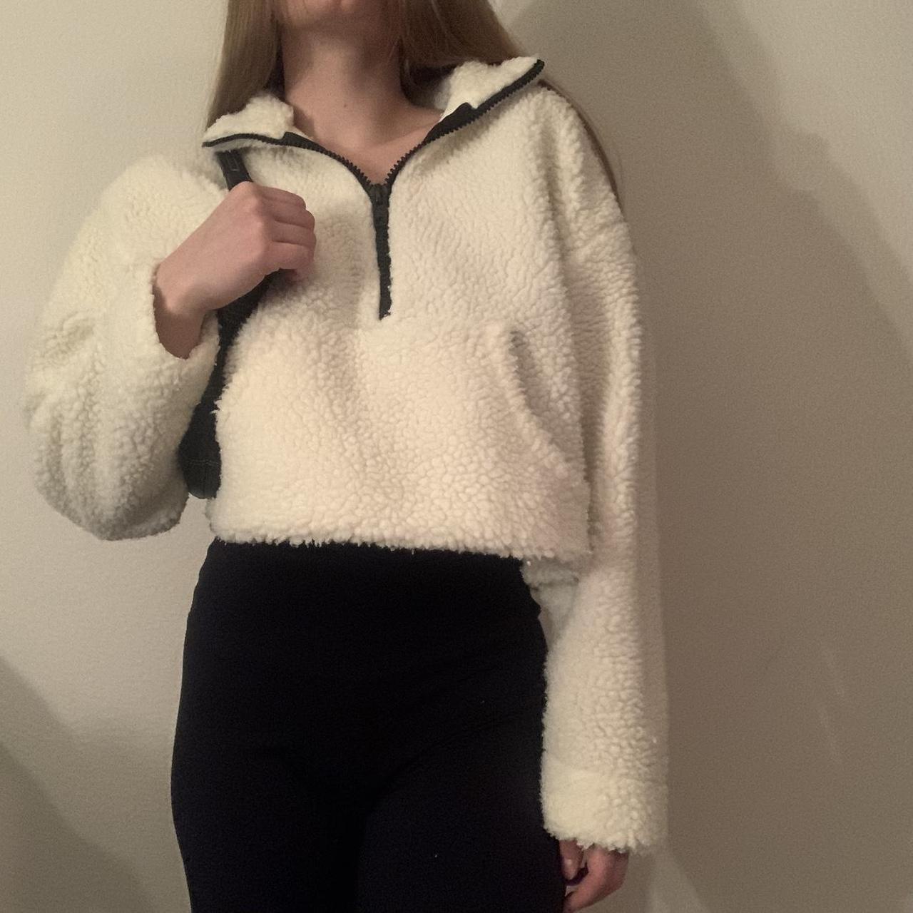 WHITE FOX Sherpa sweater In great condition Size... - Depop