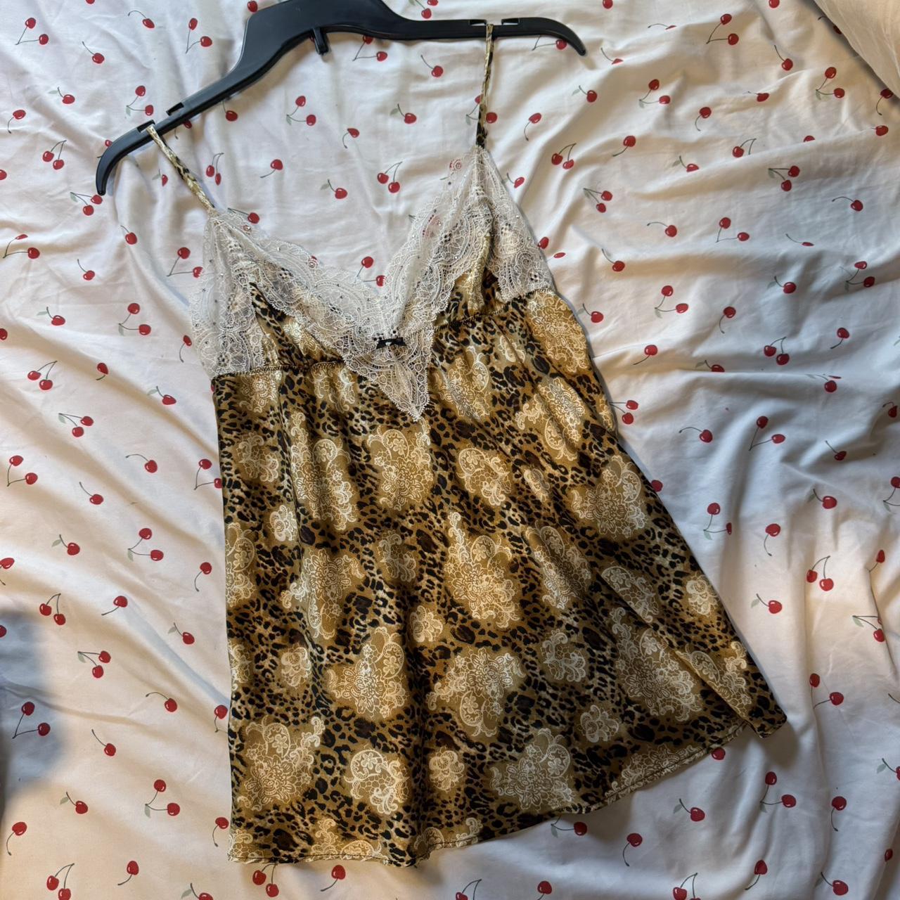 Vintage Victoria's Secret leopard print slip dress... - Depop