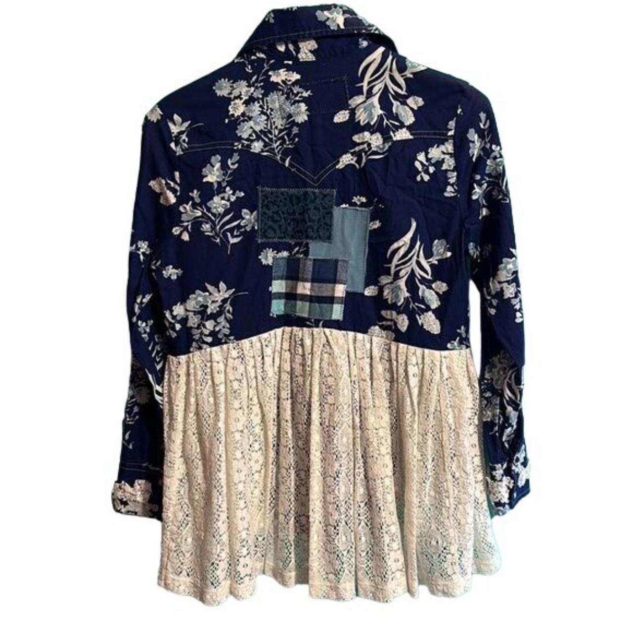 Brand: Shari B. Green Blouse Upcycled Color: Blue... - Depop