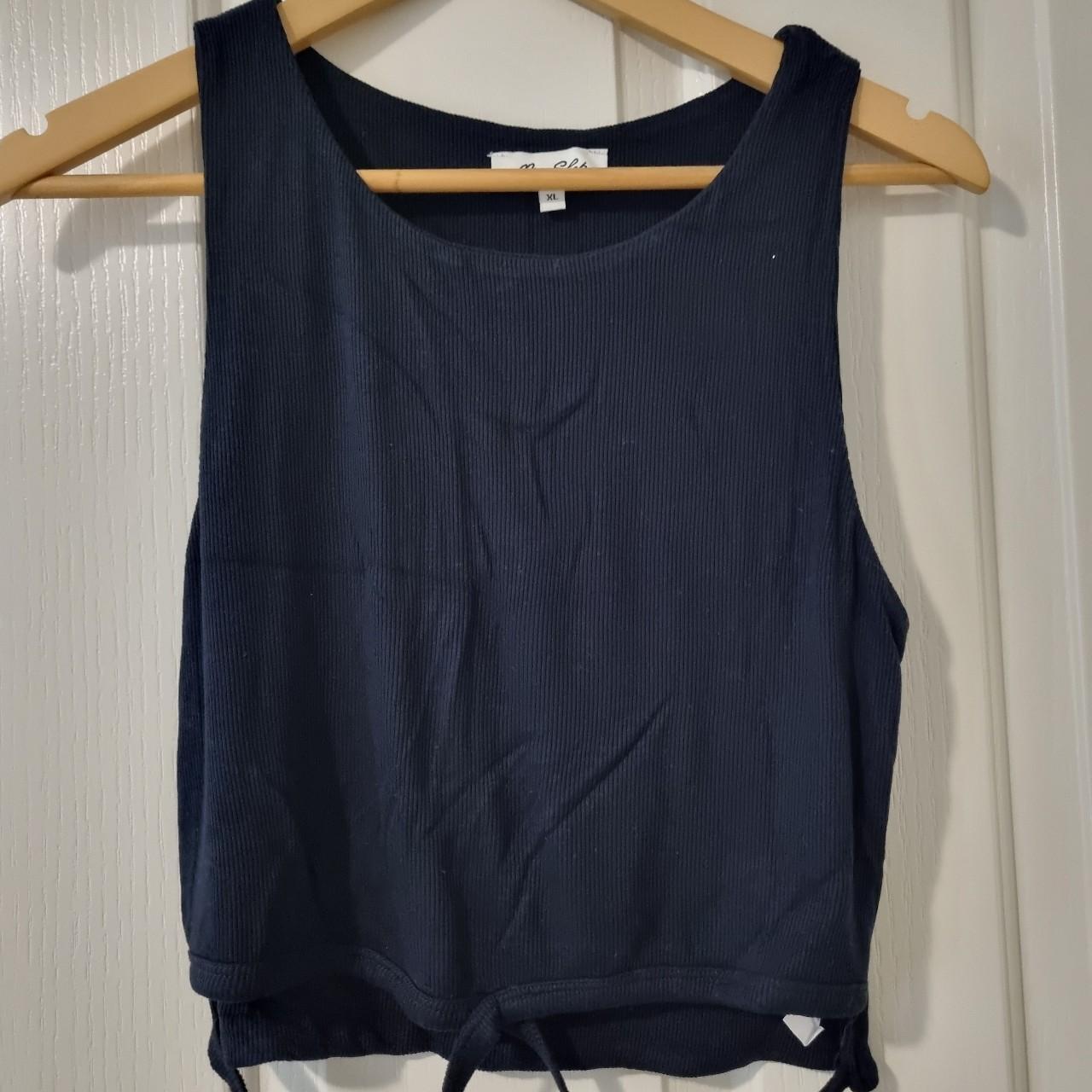 Miss Shop black ribbed/knit crop with cute cut out... - Depop