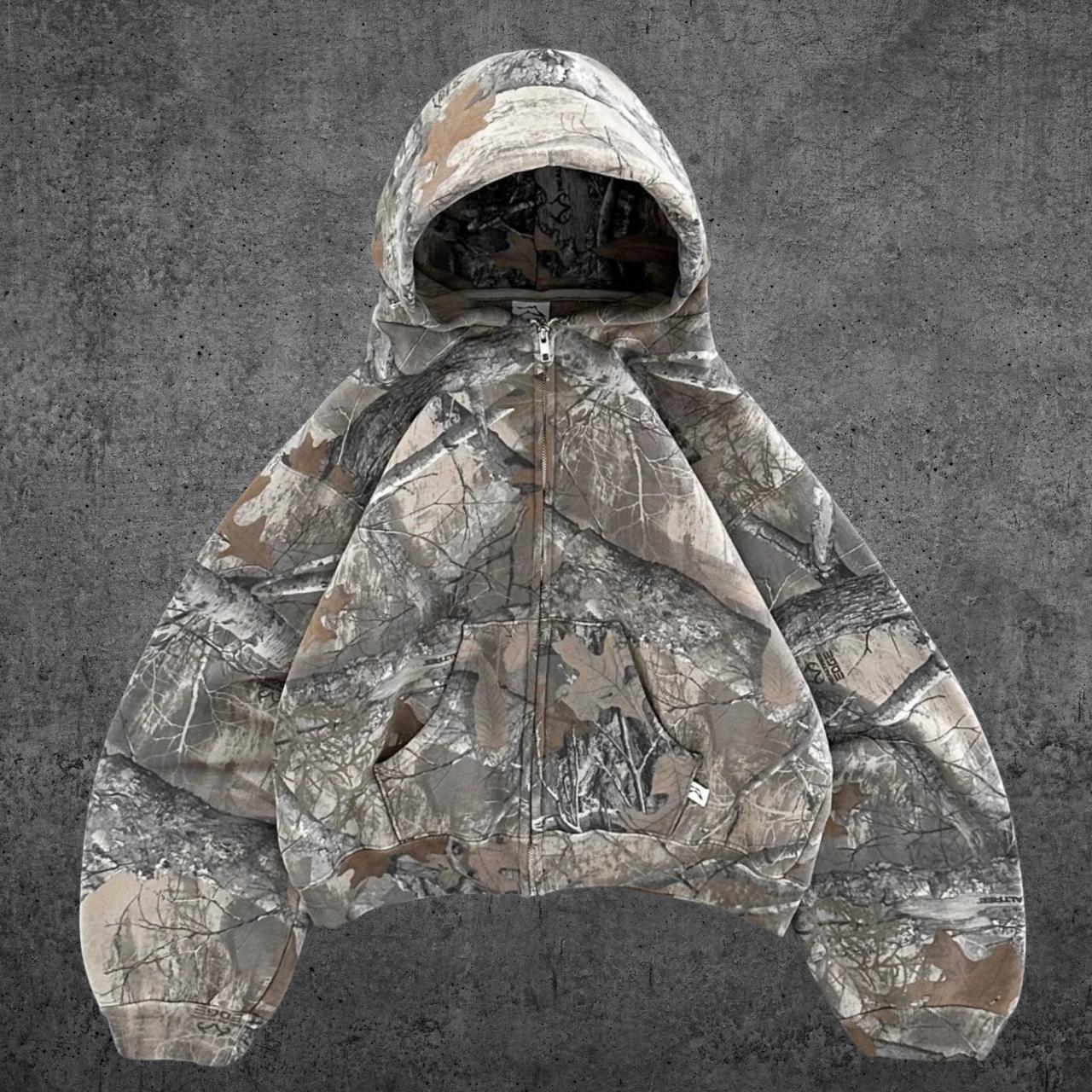 Realtree camo zip up hoodie, streetwear style... - Depop