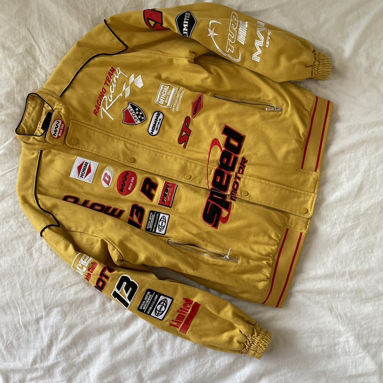 BoohooMan yellow racing jacket // very good... - Depop