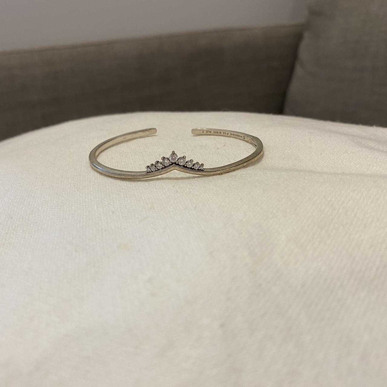 Tiara wishbone open bangle bracelet Silver diamond... - Depop
