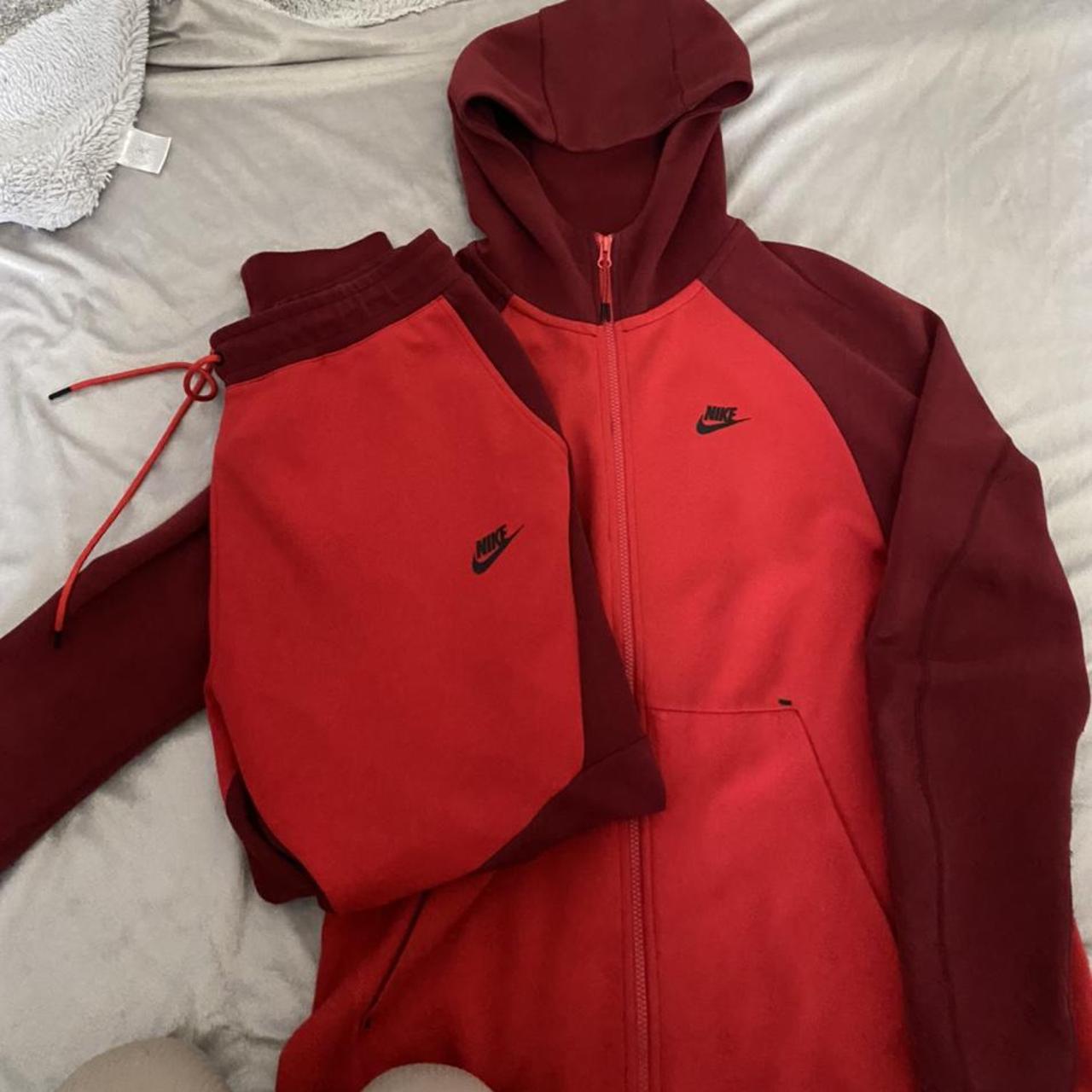 Red Nike tech fleece tracksuit old gen 9/10 great... | Depop