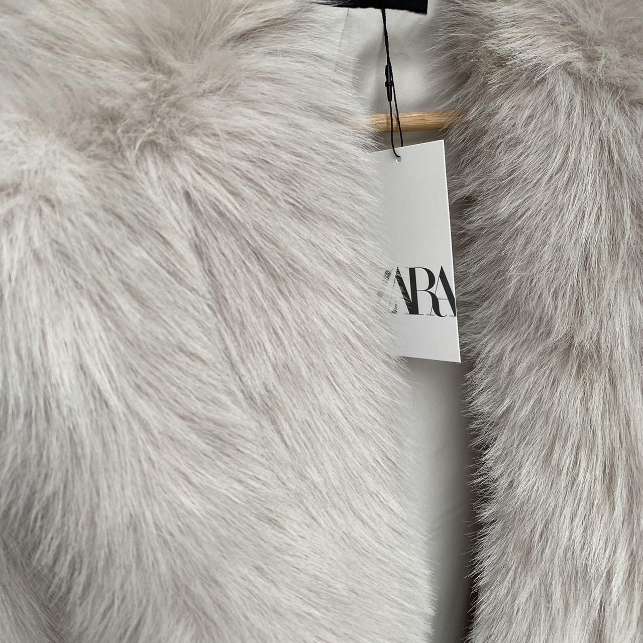 Zara faux fur coat Ecru Size S and M available ... - Depop