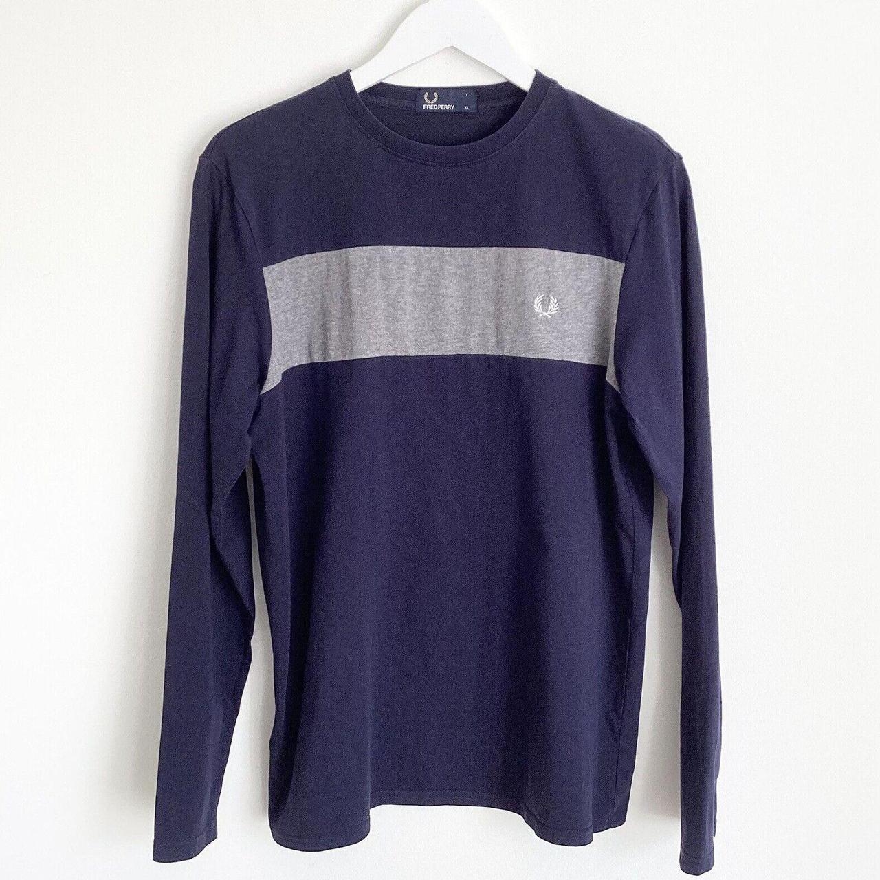 Fred Perry youth Xl long sleeved T-shirt Blue Mod... - Depop