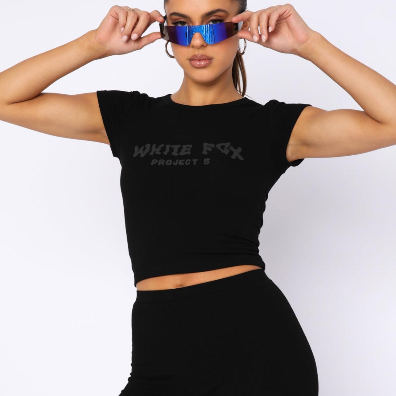 White Fox crop top project 5 ribbed baby tee Size Xs... - Depop