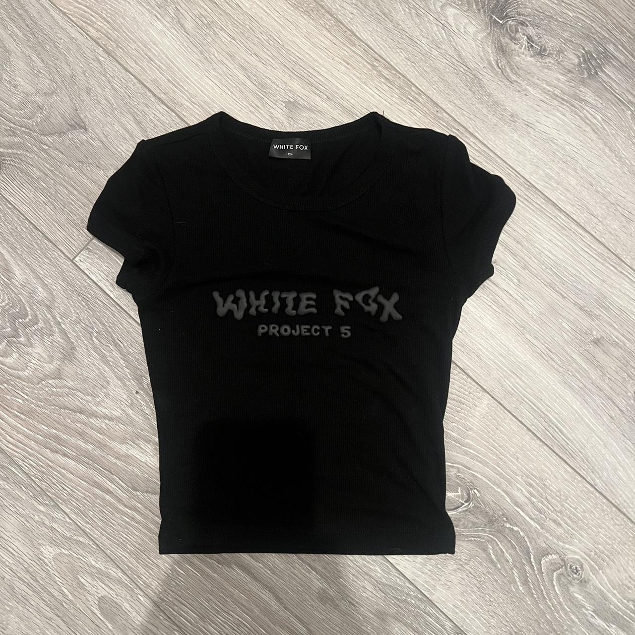 White Fox crop top project 5 ribbed baby tee Size Xs... - Depop