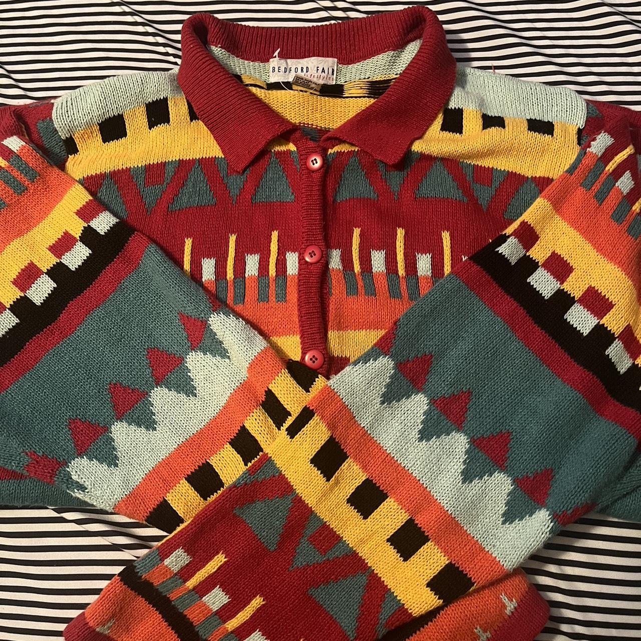 unique vintage knit cardigan perfect fit for any... - Depop