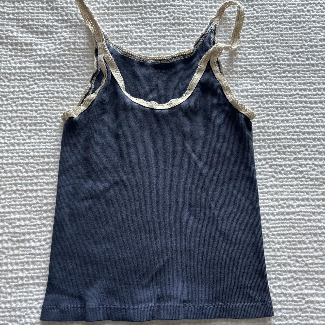 Brandy Melville navy blue laced tank top - open to... - Depop