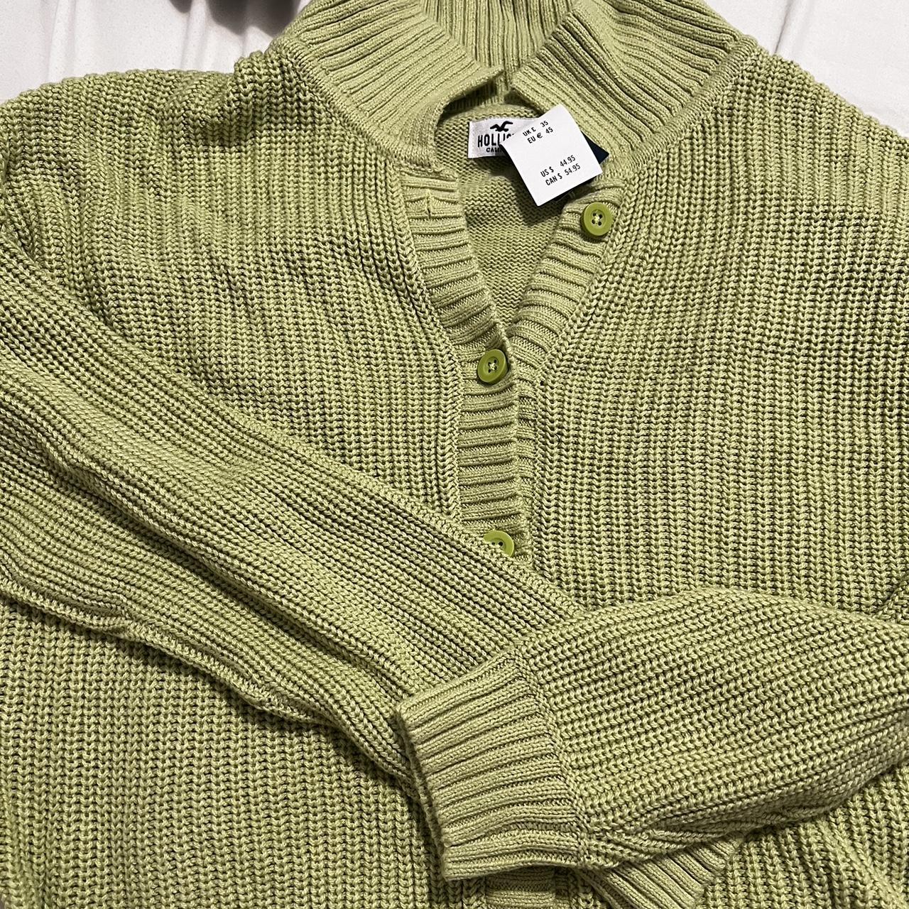 Cropped Hollister Matcha color Cardigan. Color is... - Depop