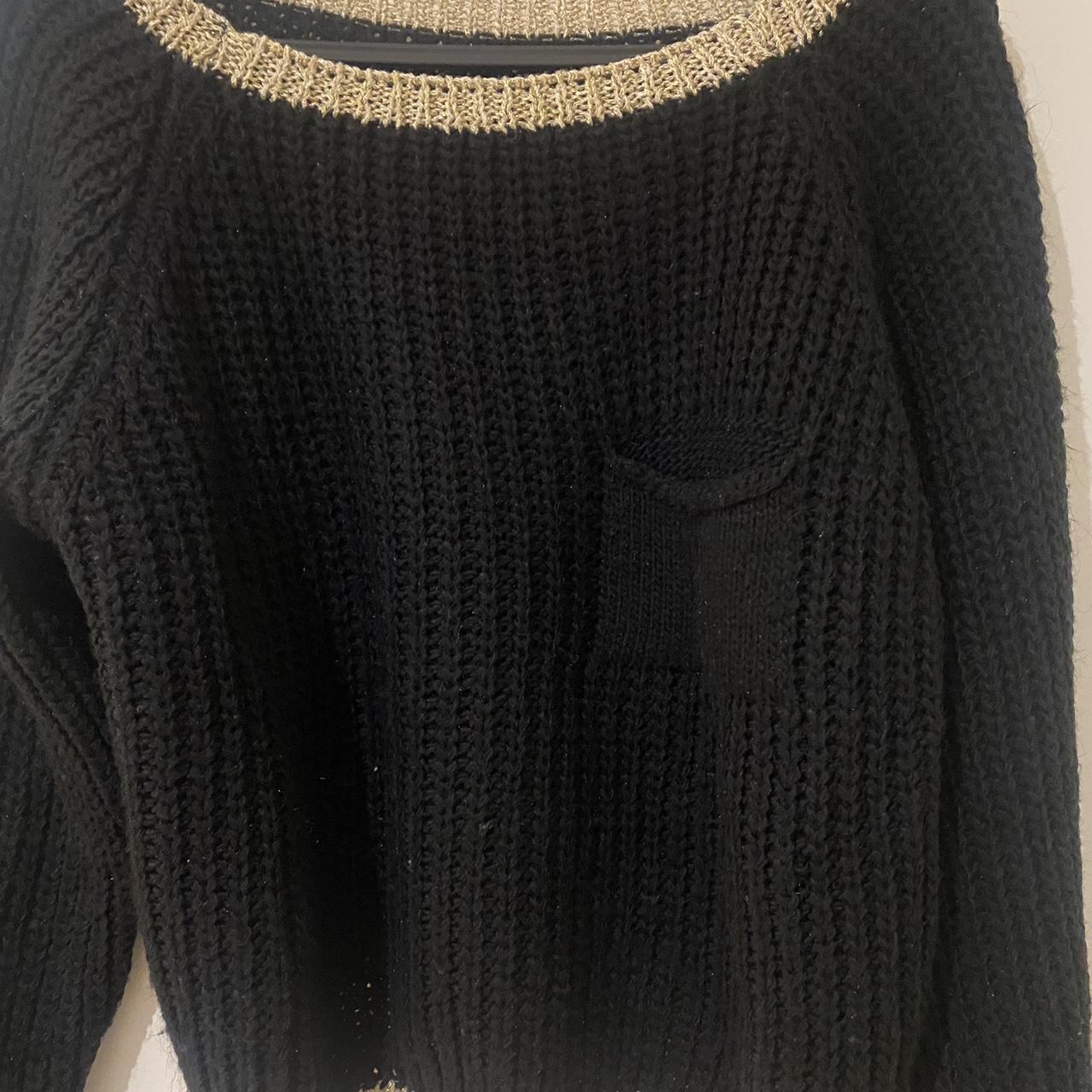 Women's Black and Gold Jumper | Depop