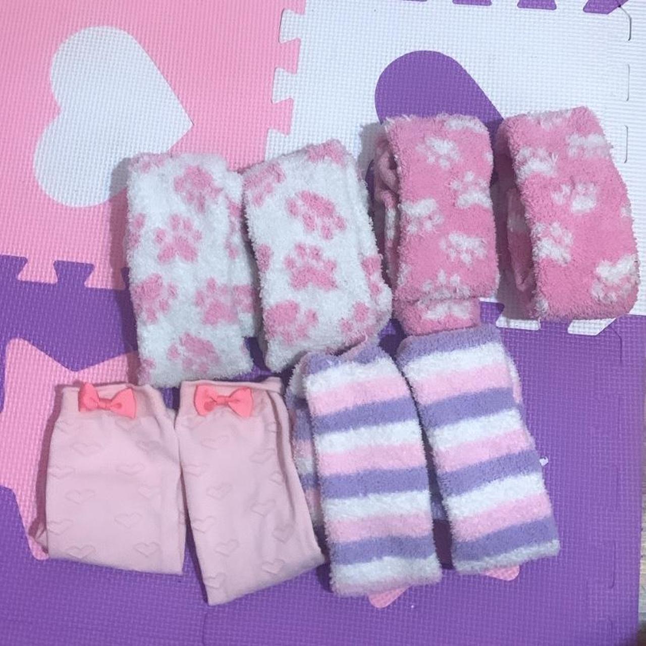 Cute core sock lot 2x Littleforbig pawprint plush... - Depop