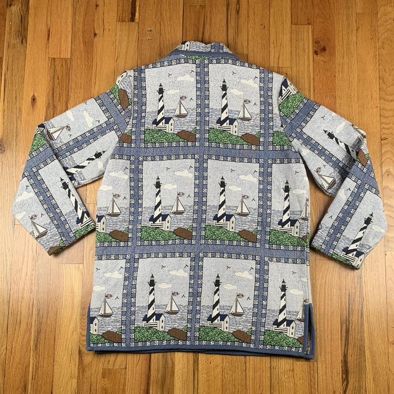 Vintage Blair Lighthouse Tapestry Jacket L Nautical... - Depop