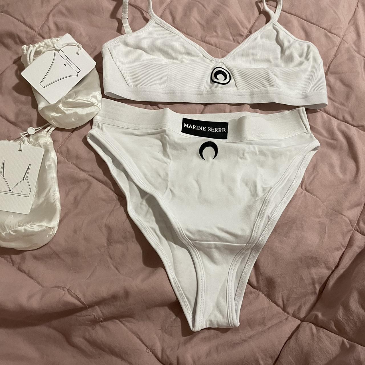 Marine Serre White Embroidered Bra & White... - Depop