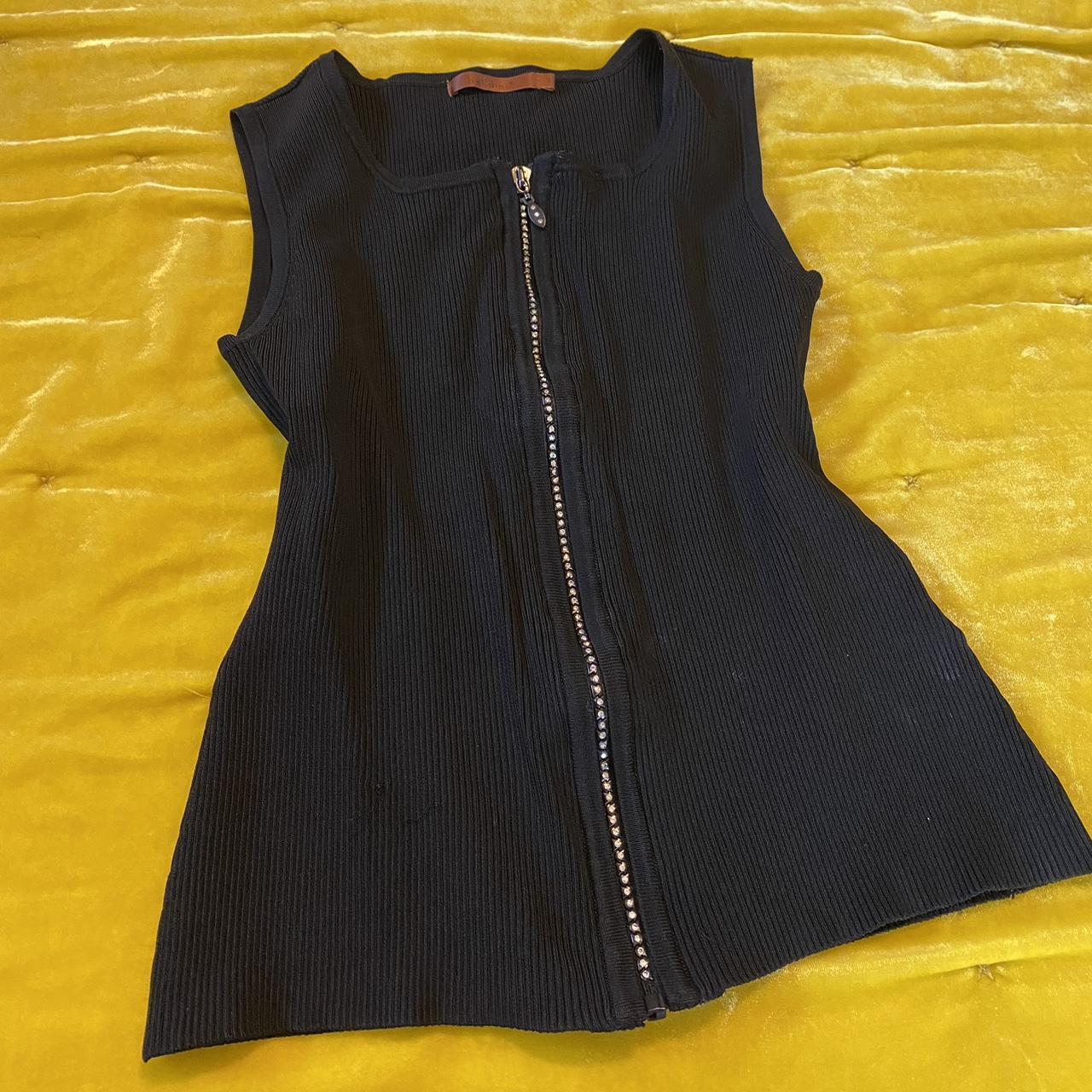 Vintage Belldini Black sleeveless top with bedazzled... - Depop