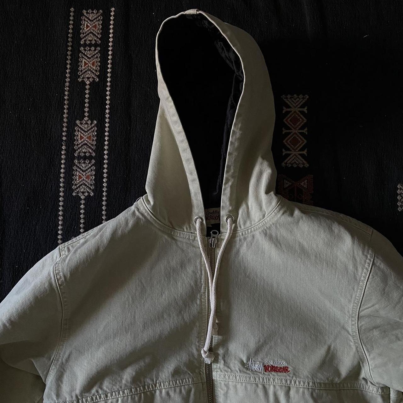 brand new cream dyed stussy work jacket | size L - Depop