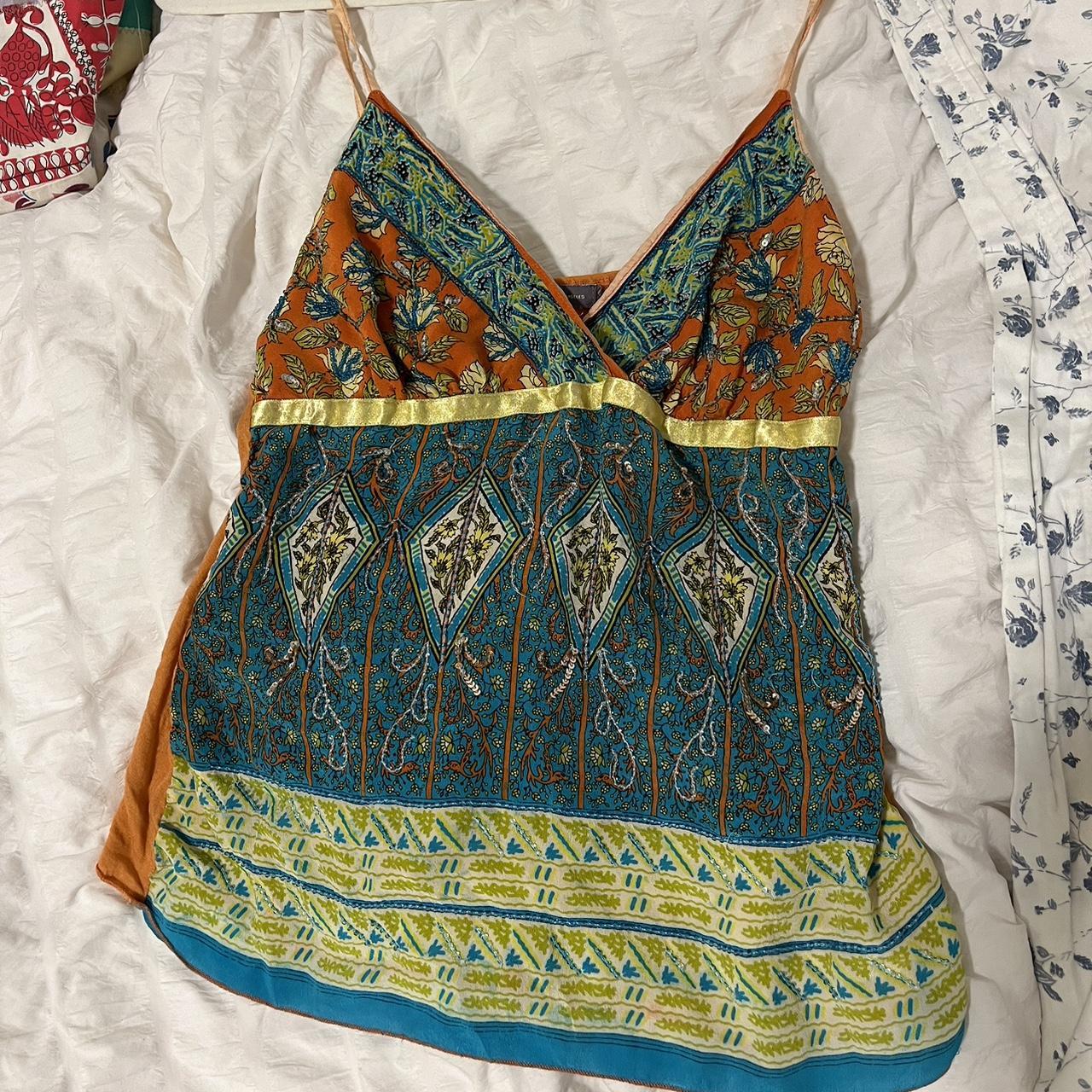 prettiest colorful beaded embellished vintage tank... - Depop