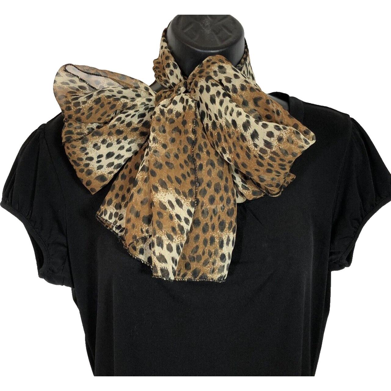 Long Animal Leopard Print Scarf, Brown and Black... - Depop
