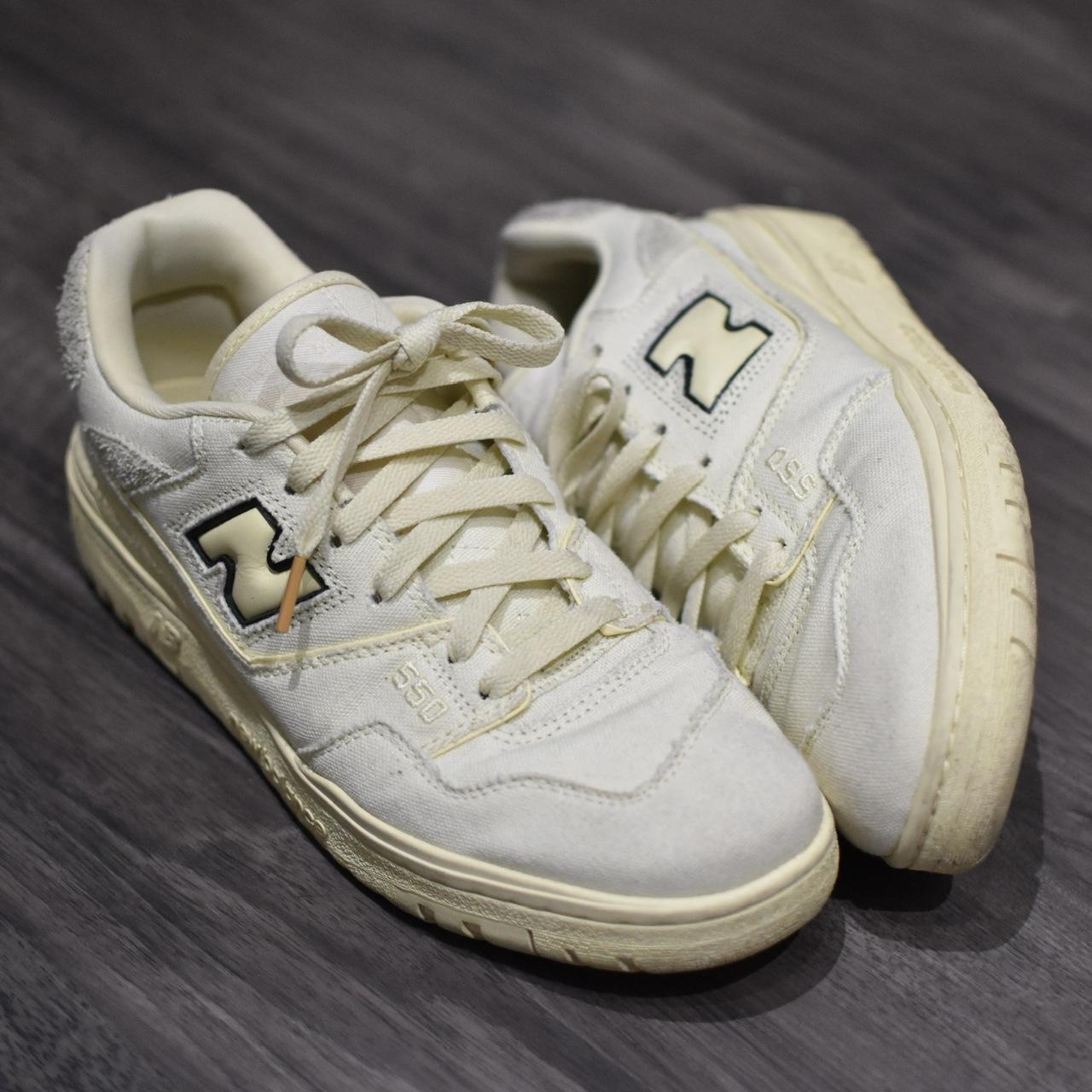 New Balance Men's Cream and White Trainers | Depop