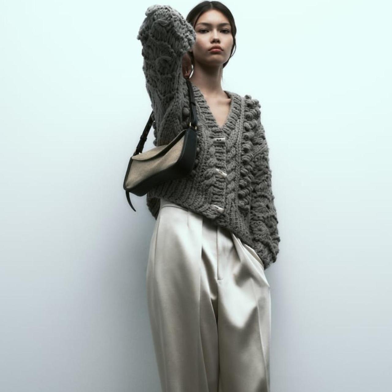 Zara structured knit cardigan New never worn with... - Depop