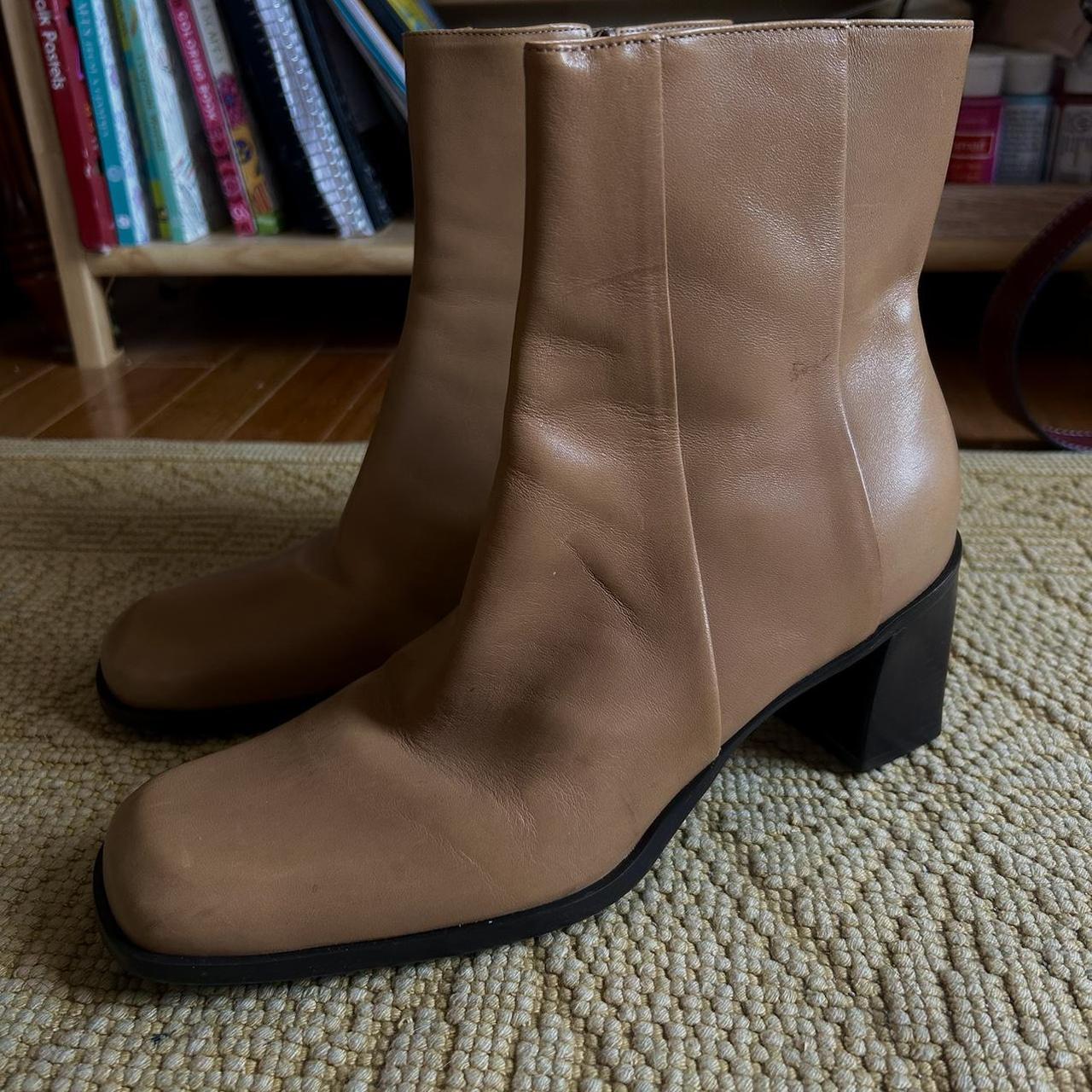 Brown 2 inch boots Size 7 fits closer to a 6.5 tho... - Depop