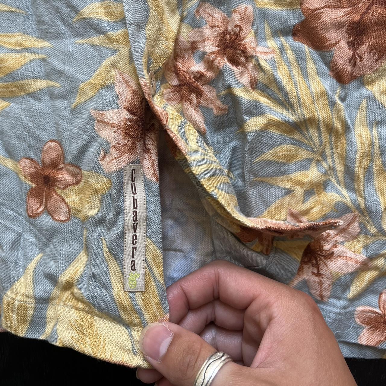 Cubavera hawaiian floral blue and orange button up,... - Depop