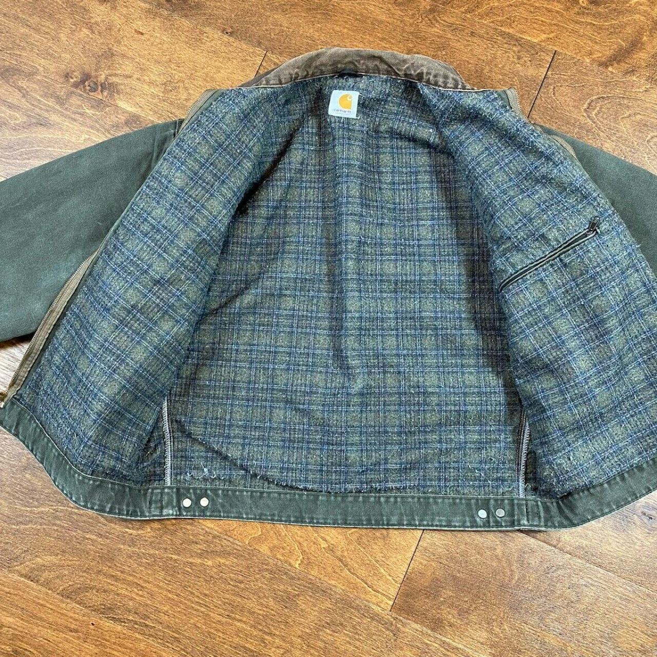 Vintage Carhartt Detroit Jacket J97 MOSS Green... - Depop
