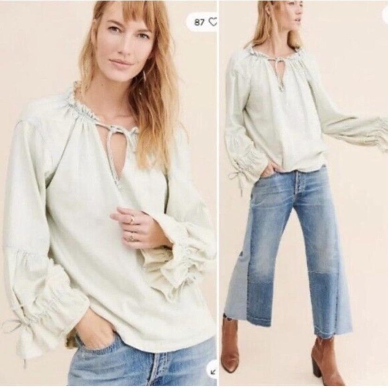 Beautiful Free People Alpine Denim Top Size M Brand... - Depop