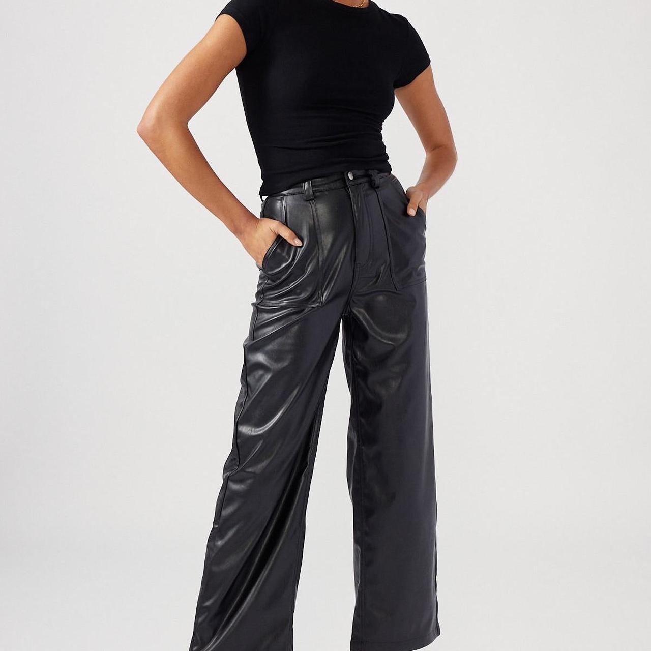 Perfect stranger PU leather high waisted wide leg... - Depop