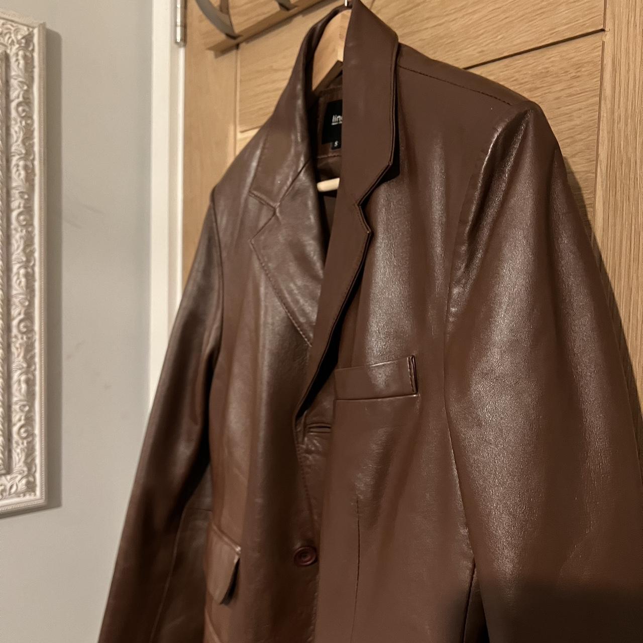 - Men’s brown leather jacket - Linea size small -... - Depop