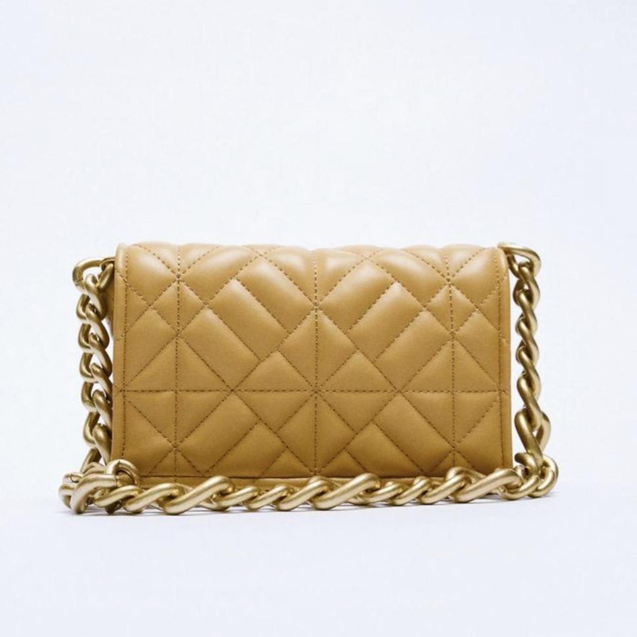 Zara Mustard Quilted Chunky Gold Chain Bag 🌟 Good... - Depop