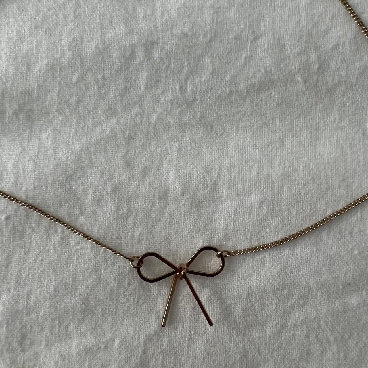 gold ribbon necklace perfect for layering vintage... - Depop