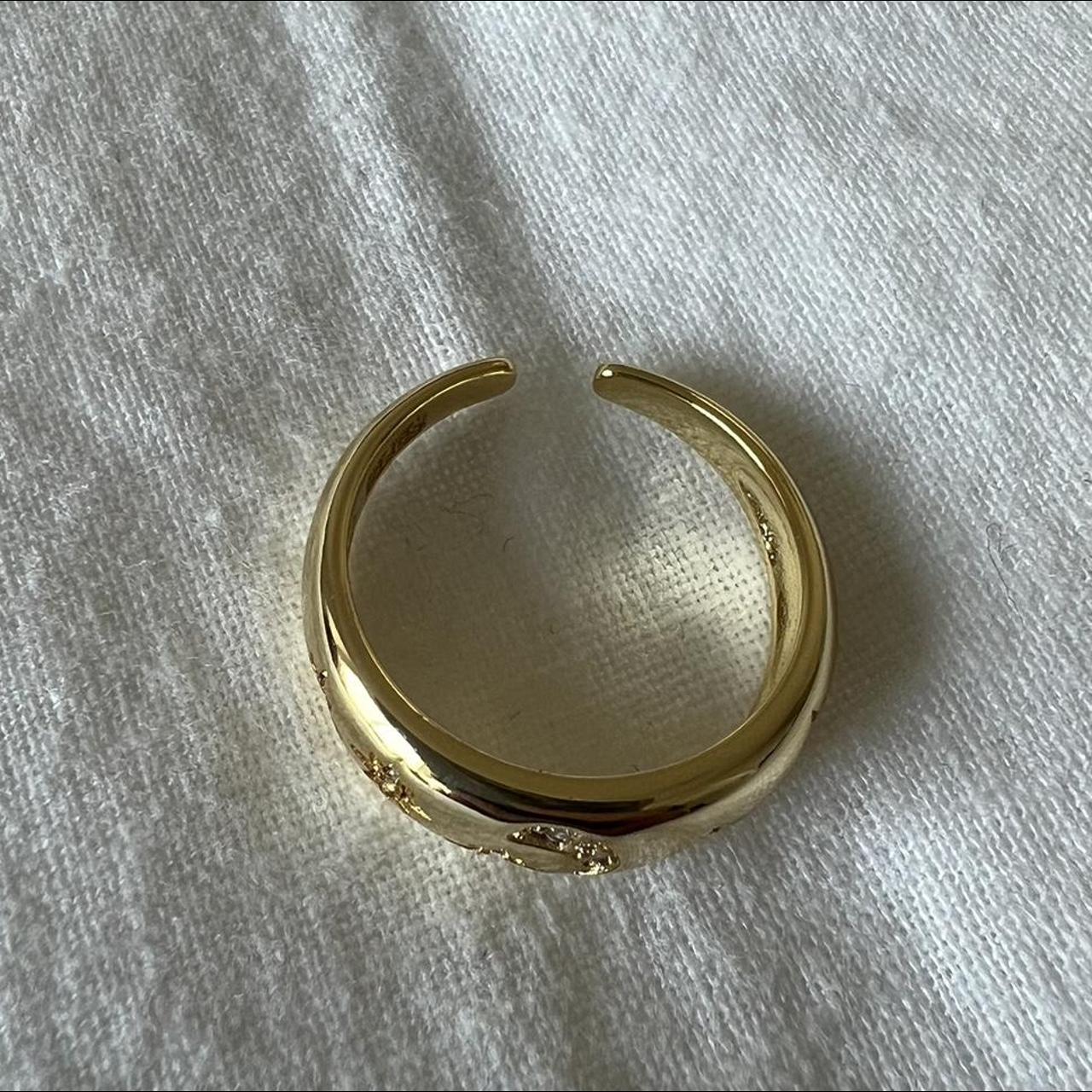 gold adjustable chunky ring with moon and stats... - Depop