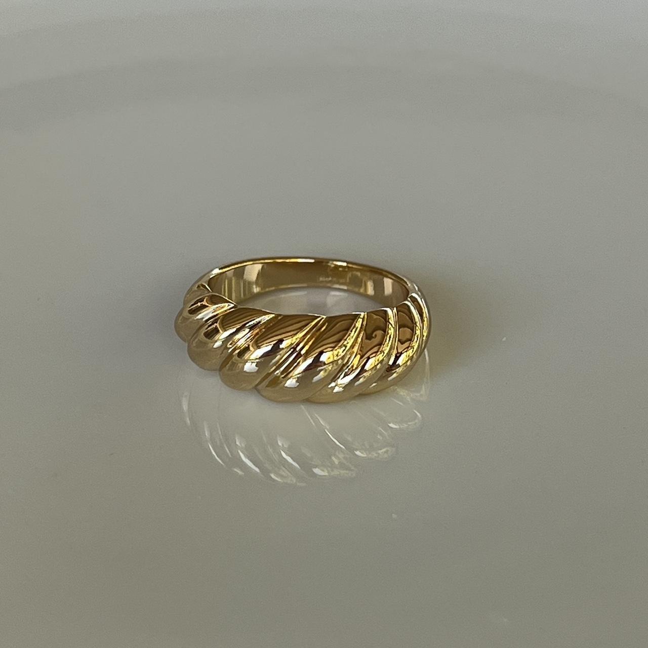 gold twisted chunky ring size: 7 925 sterling... - Depop