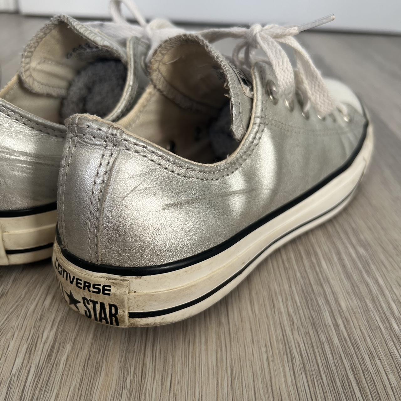 Silver converse. UK 6 Selling for £10 - Depop