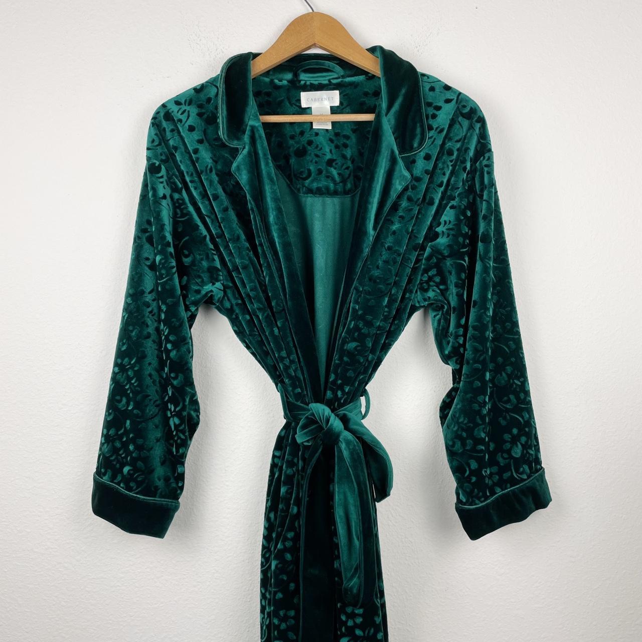 Vintage Green Velvet Robe In great condition Size... - Depop