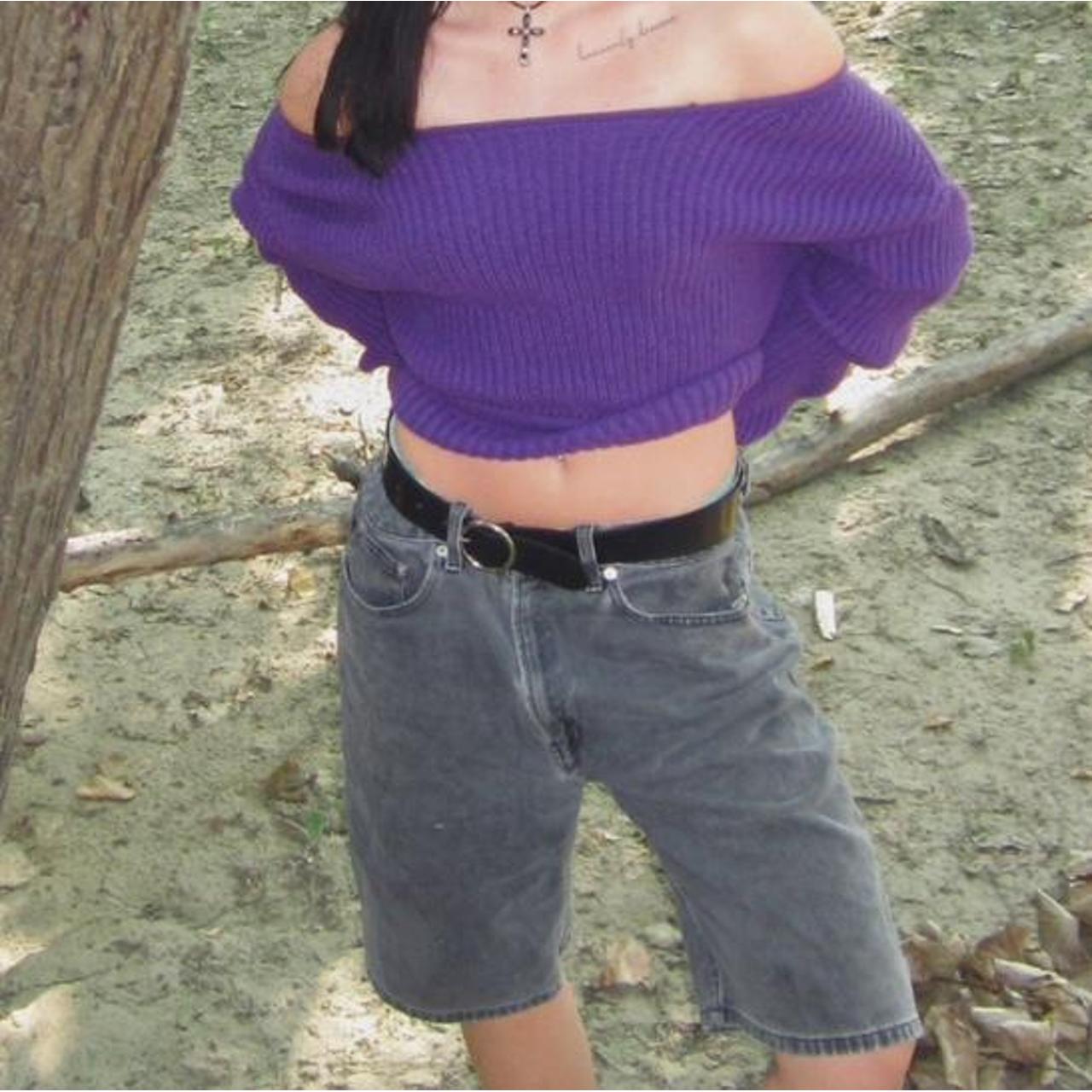 purple off the shoulder sweater 💜 #cozy #knit... - Depop