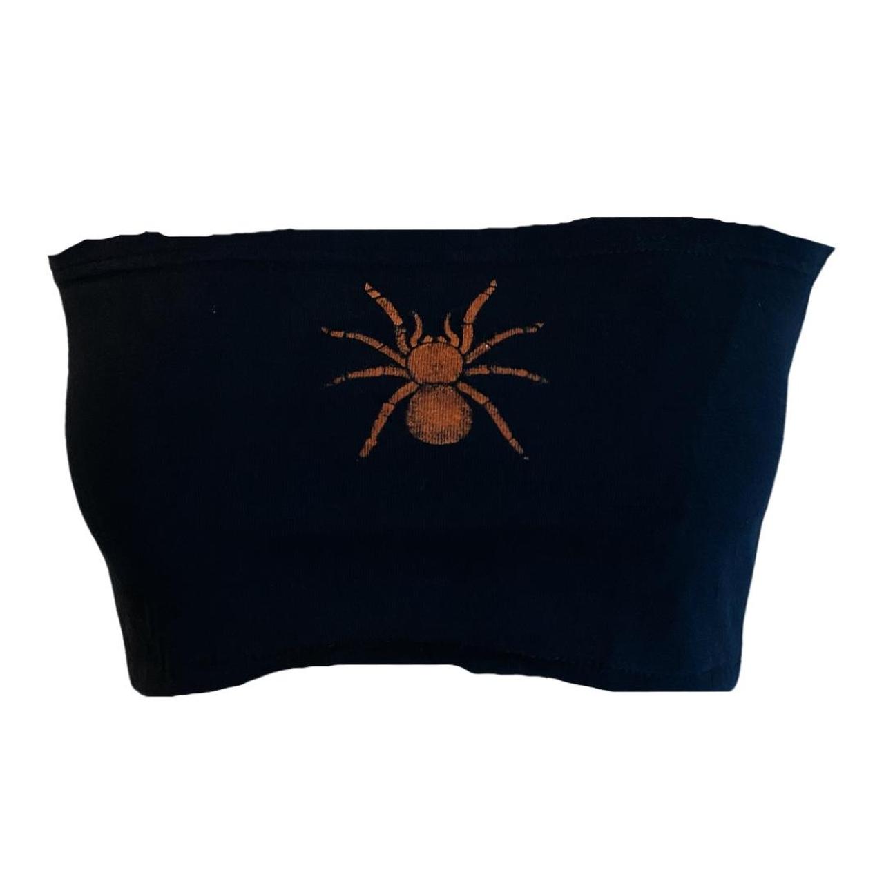 Tarantula Spider Print Black Tube Top Black tube... - Depop